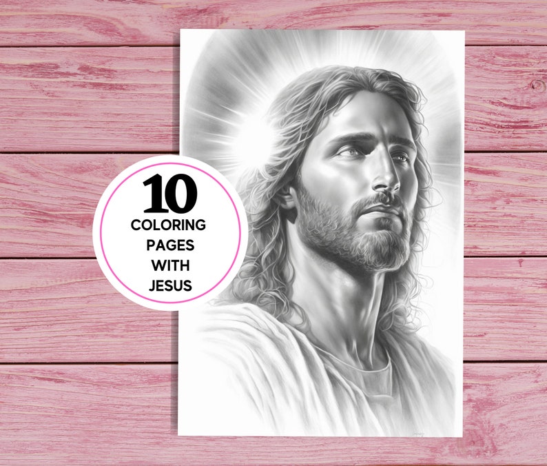 Jesus Christ - 10 Greyscale Coloring Pages for Adults | Printable PDF ...