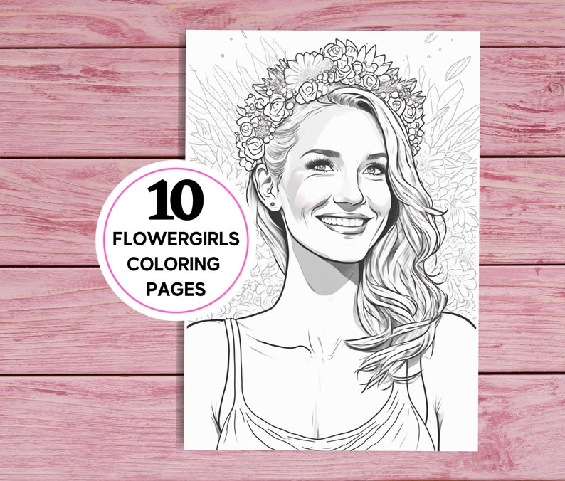 10 Flowergirls Coloring Pages| Printable PDF 10 Pages A4 | Instant ...