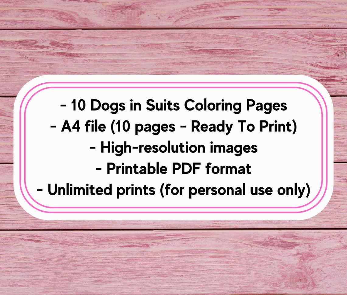 Dogs in Suits 10 Coloring Pages for Kids and Adults Printable PDF 10 ...