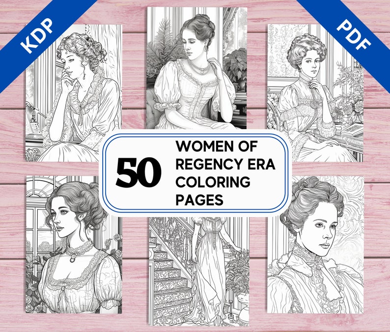 Regency Era Women Coloring Book - 50 Printable Pages (PDF) - Etsy