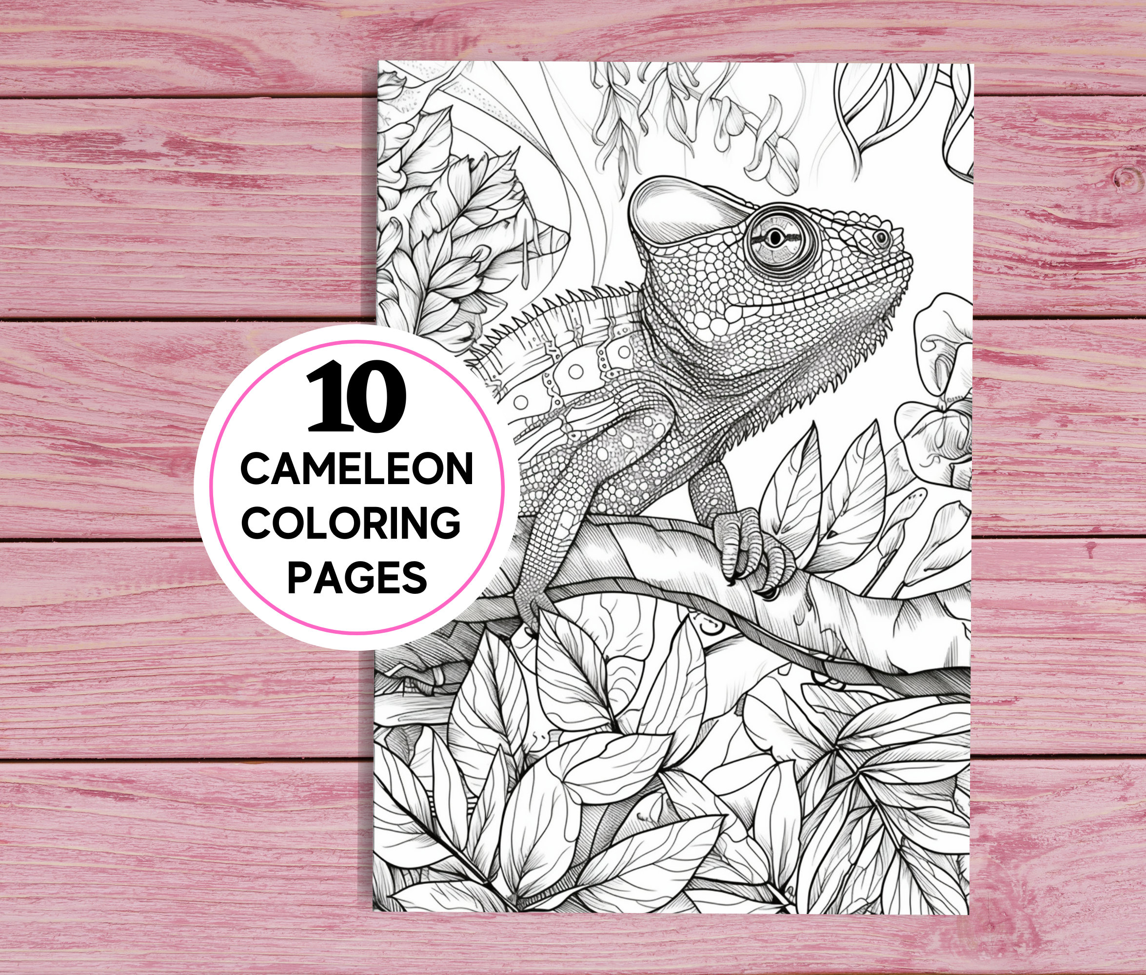10 Chameleon Coloring Pages for Kids and Adults | Printable PDF 10 ...