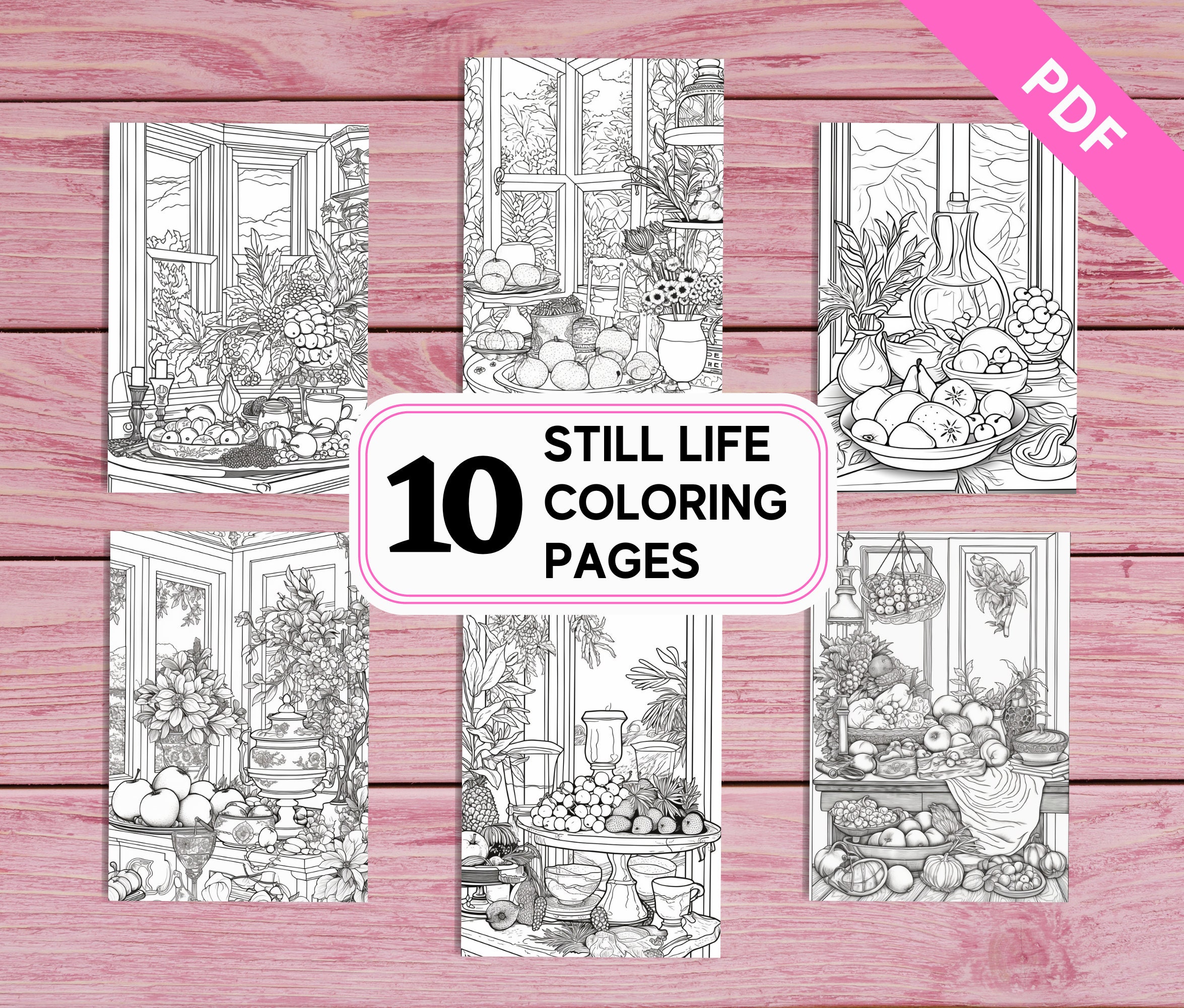 Still Life Coloring Pages | 10 Printable Art Sheets (PDF) - Etsy Canada
