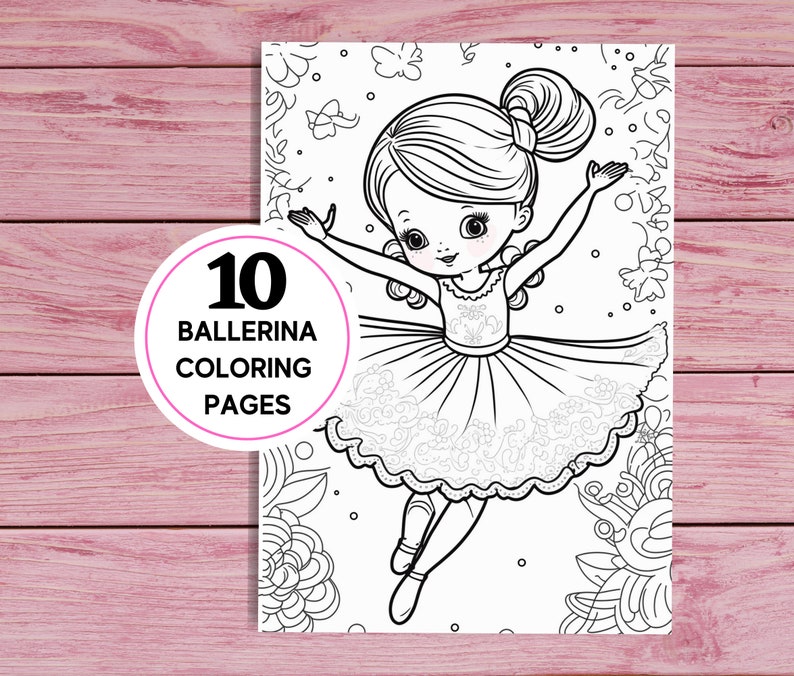 10 Cute Ballerina Coloring Pages for Kids | Printable PDF 10 Pages A4 ...