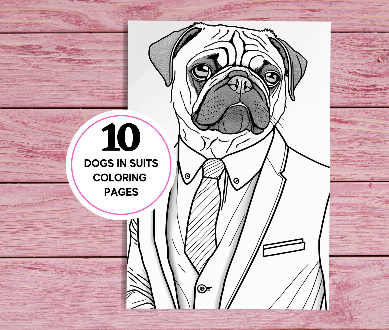 Dogs in Suits - 10 Coloring Pages for Kids and Adults | Printable PDF ...
