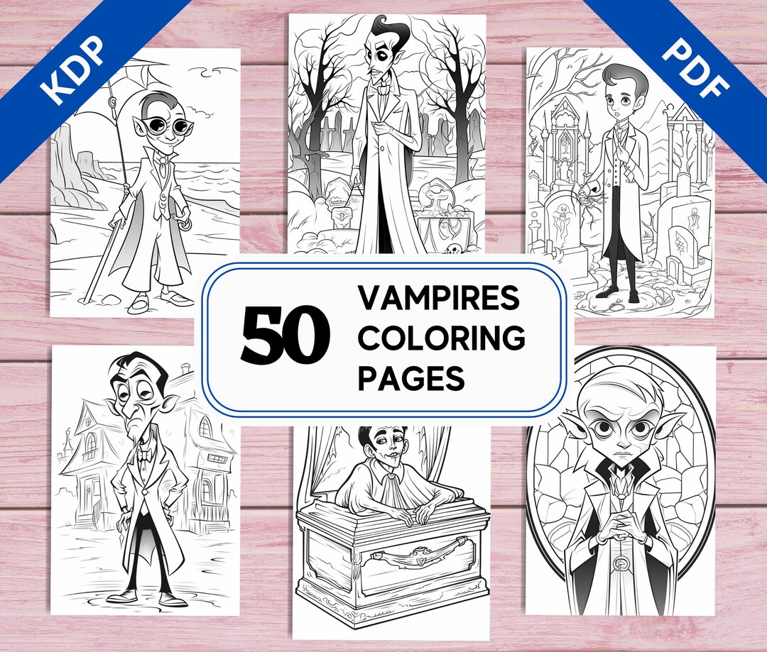 50 Creepy Vampire Coloring Pages | Horror Illustrations (printable PDF ...