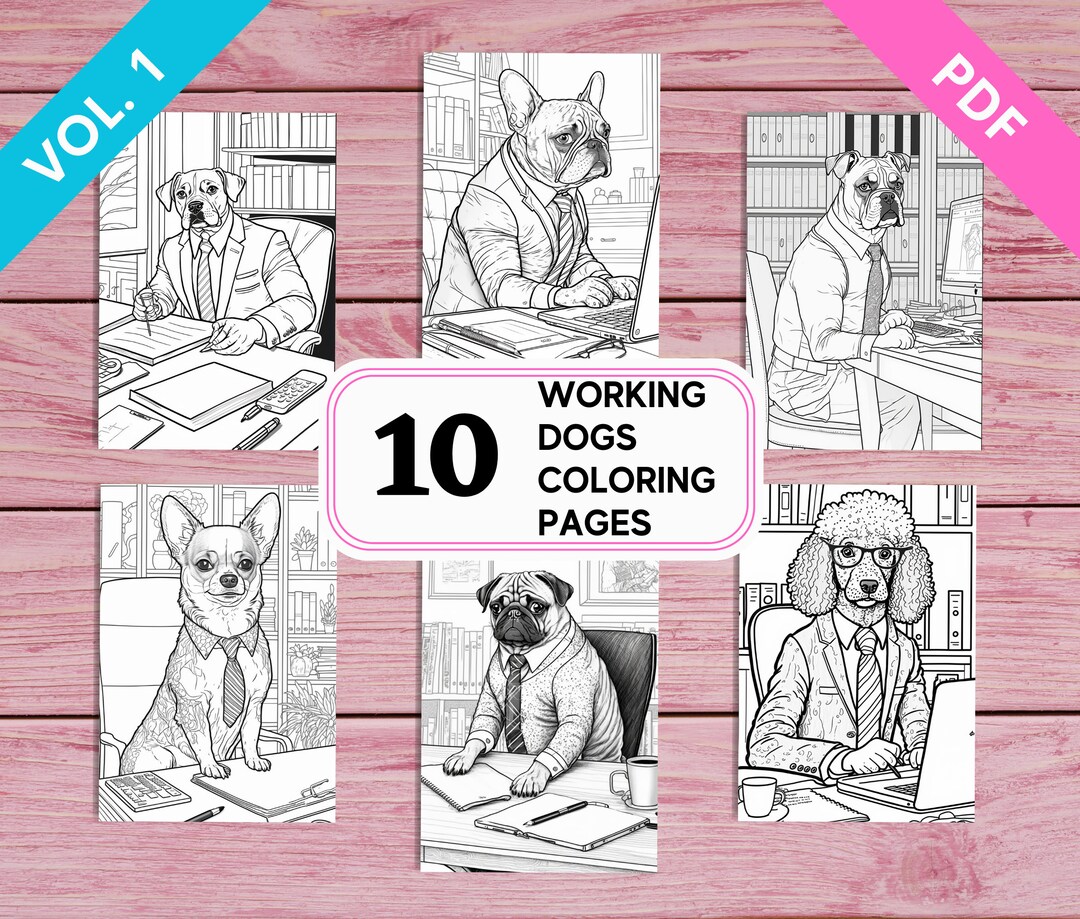 Working Dogs in Suits Vol.1 - 10 Coloring Pages for Kids and Adults ...