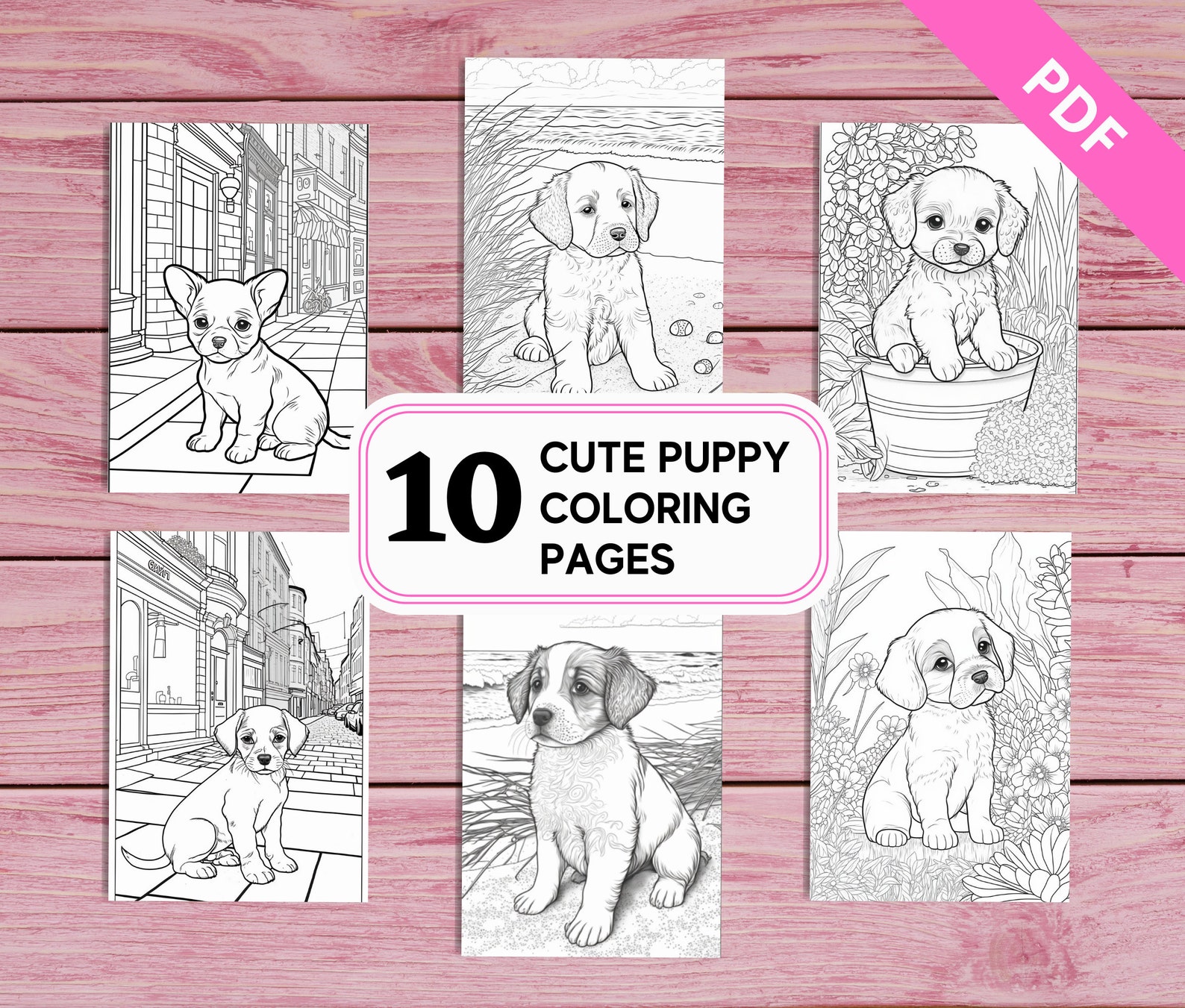 10 Cute Little Puppy Coloring Pages for Kids | Printable PDF 10 Pages ...