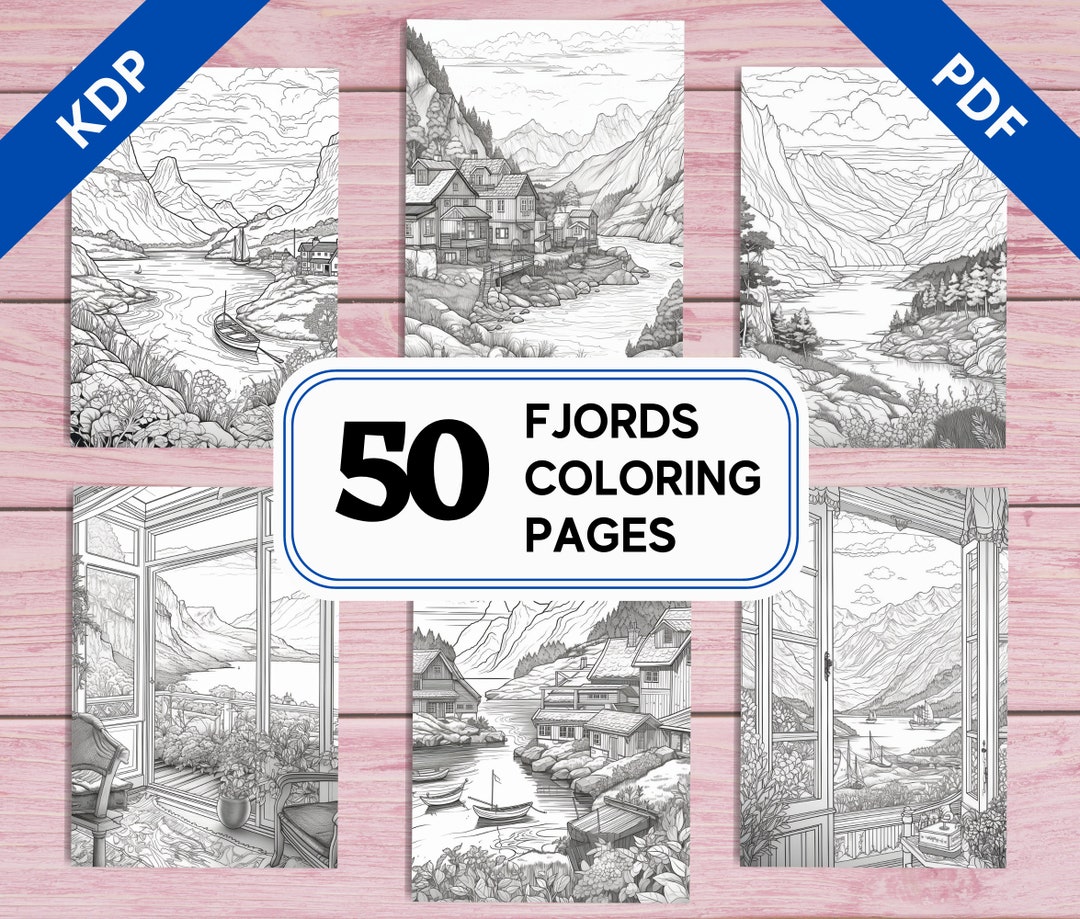 KDP Interior 50 Fjords - Scandinavian Landscapes Coloring Pages | 8.5 ...