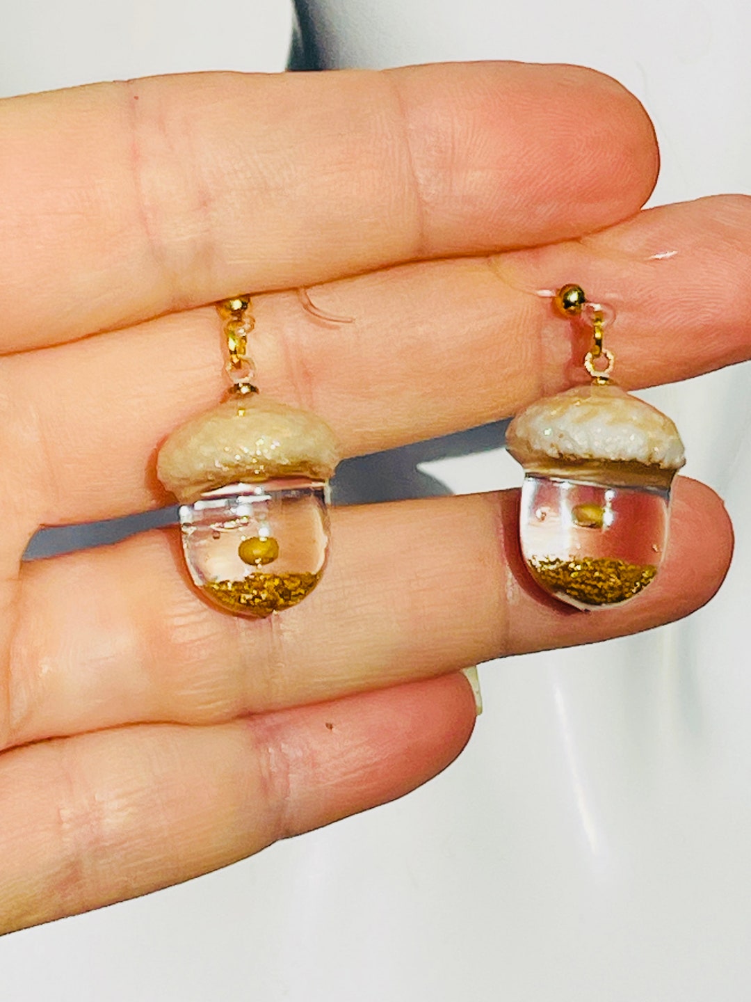 Faith Mustard Seed Christian Hope Believe Resin Acorn Handmade Earrings ...