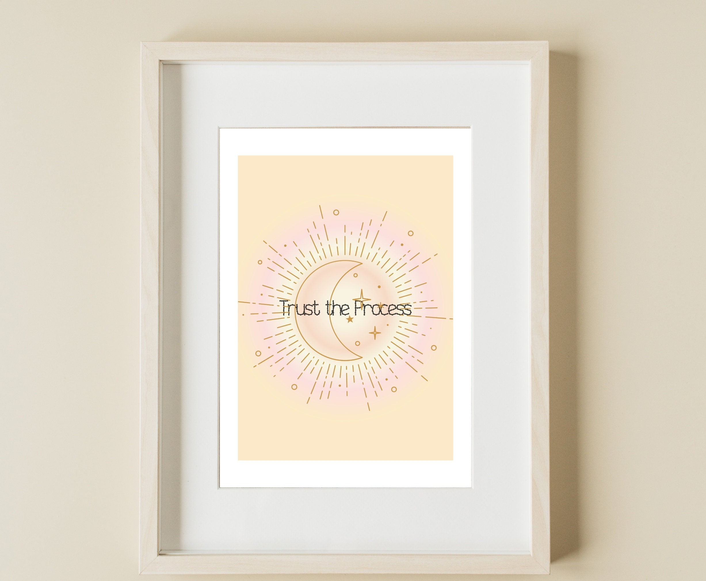 Trust the Process Poster Sun Moon Wall Art Indie Room Décor Aura Print ...