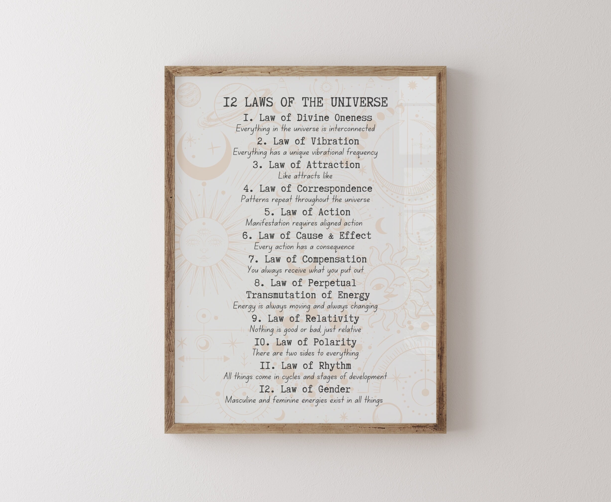 The 12 Laws of the Universe Print, Universe Wall Art, Spiritual ...