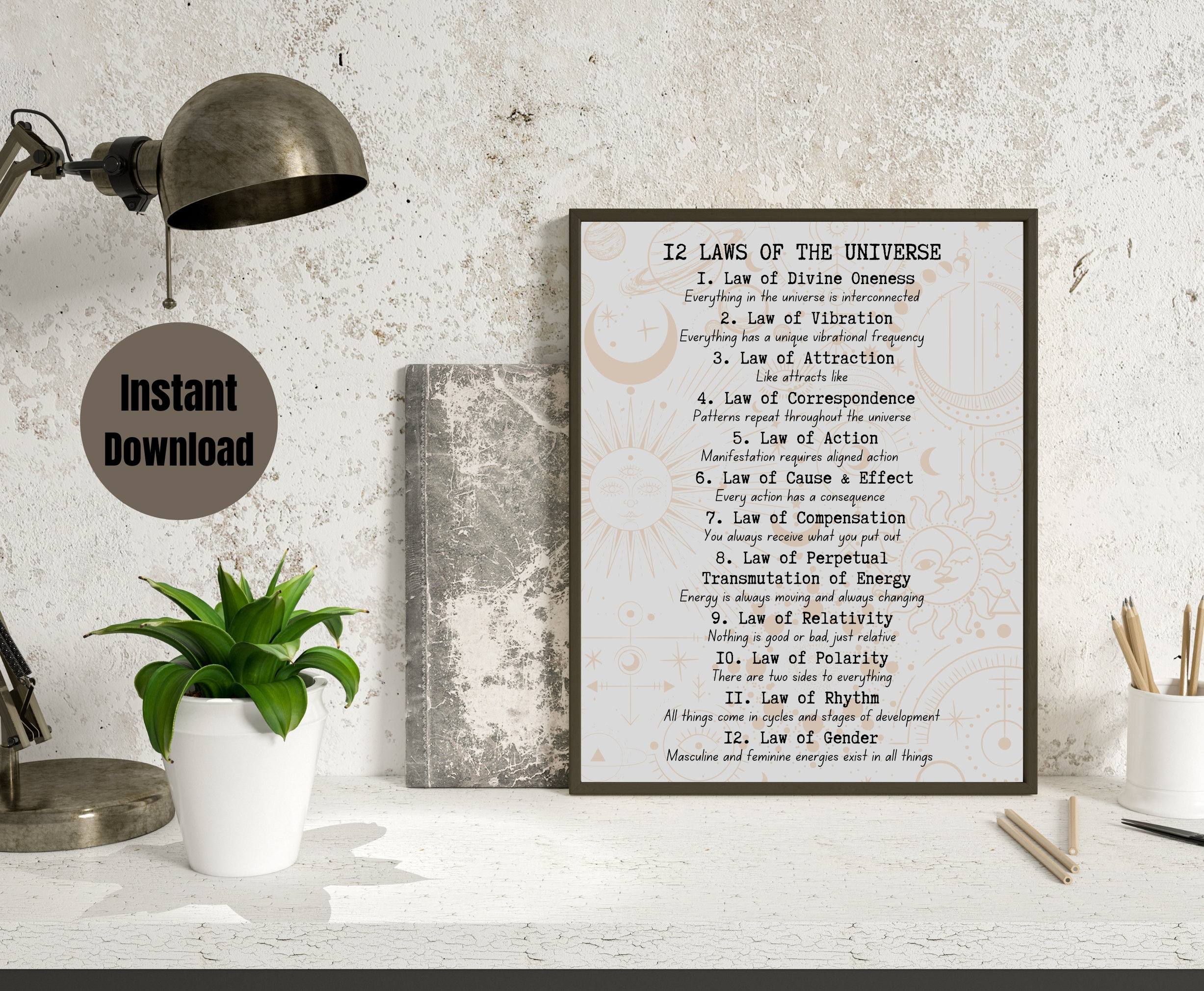 The 12 Laws of the Universe Print, Universe Wall Art, Spiritual ...