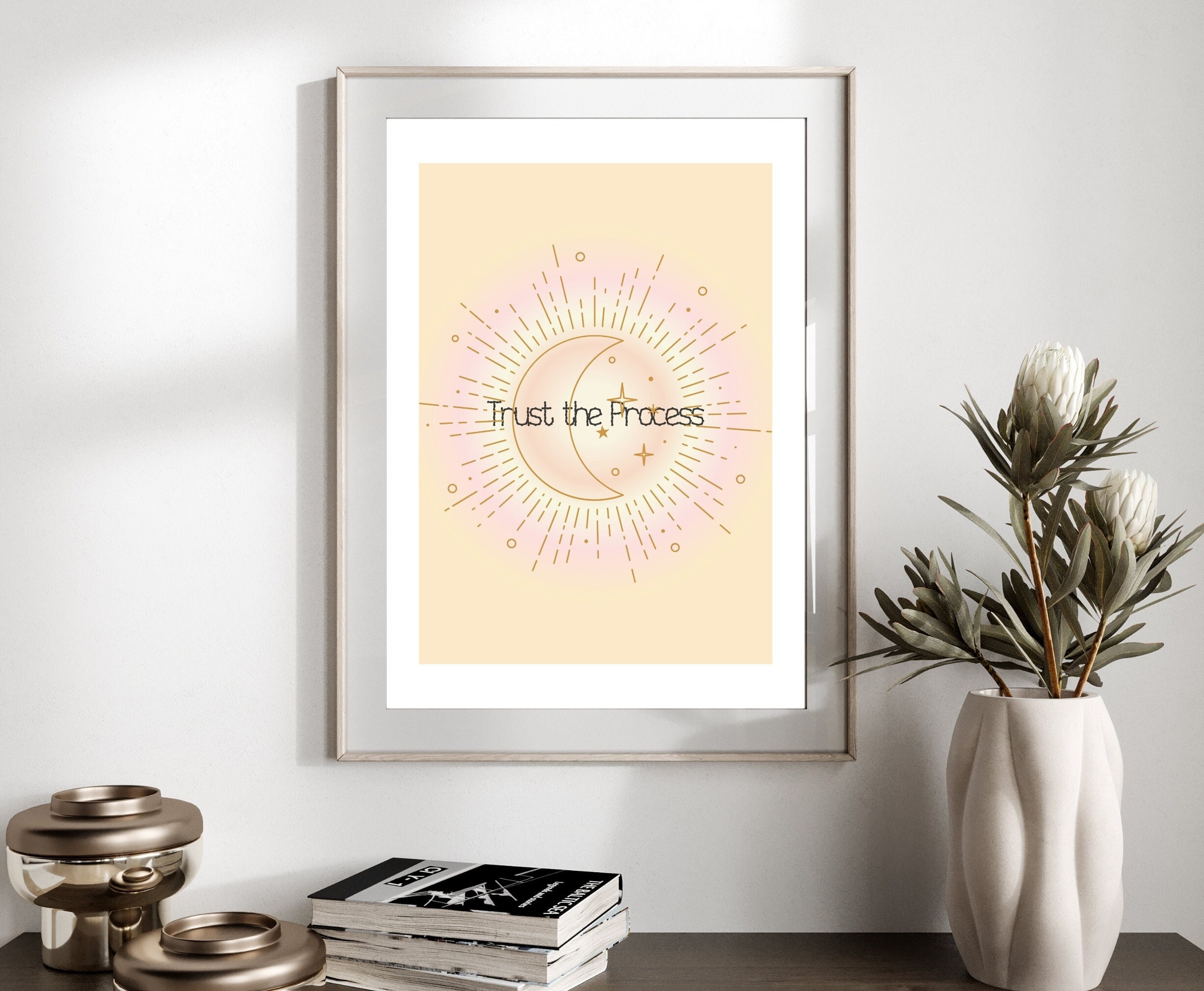 Trust the Process Poster Sun Moon Wall Art Indie Room Décor Aura Print ...