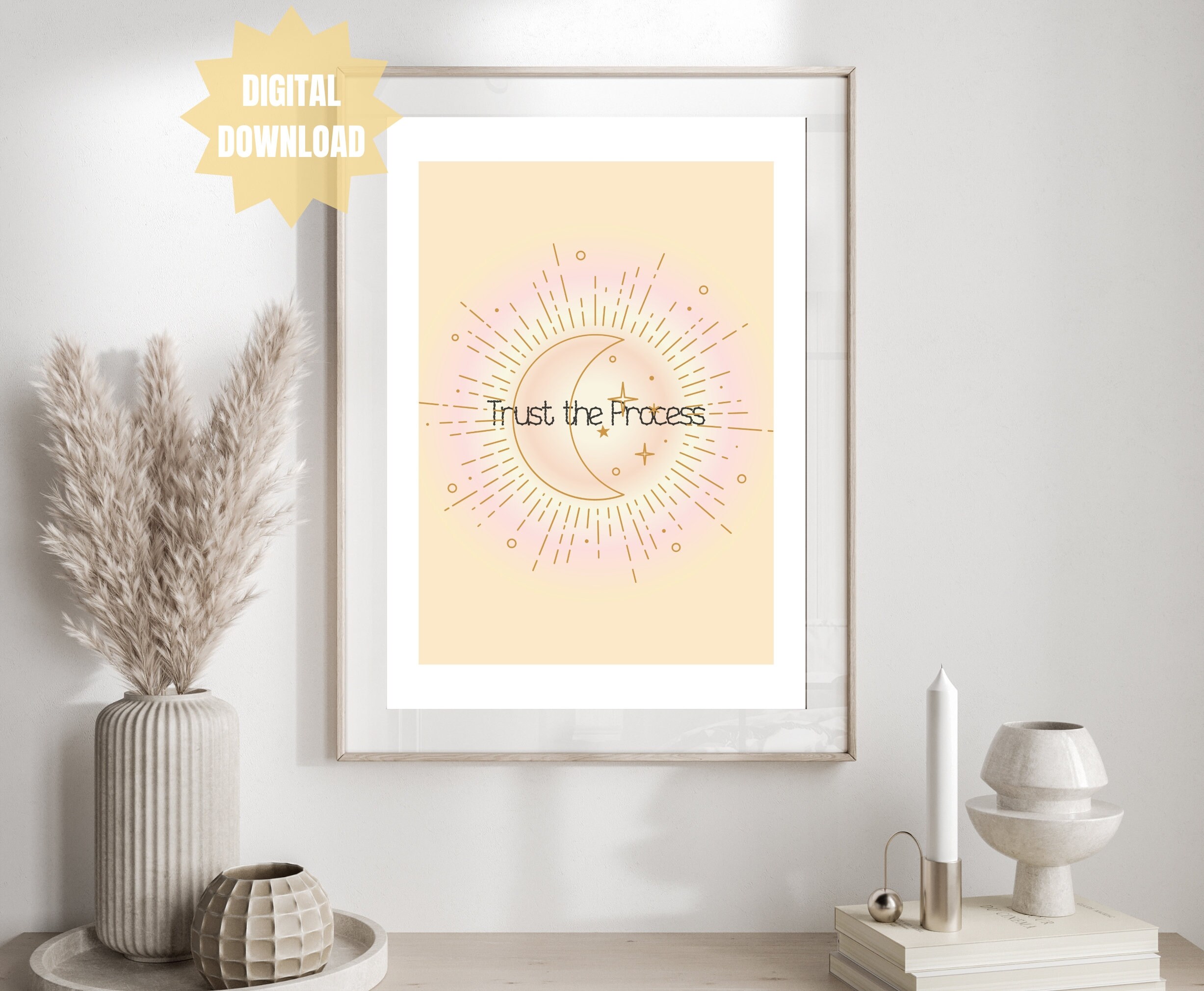 Trust the Process Poster Sun Moon Wall Art Indie Room Décor Aura Print ...