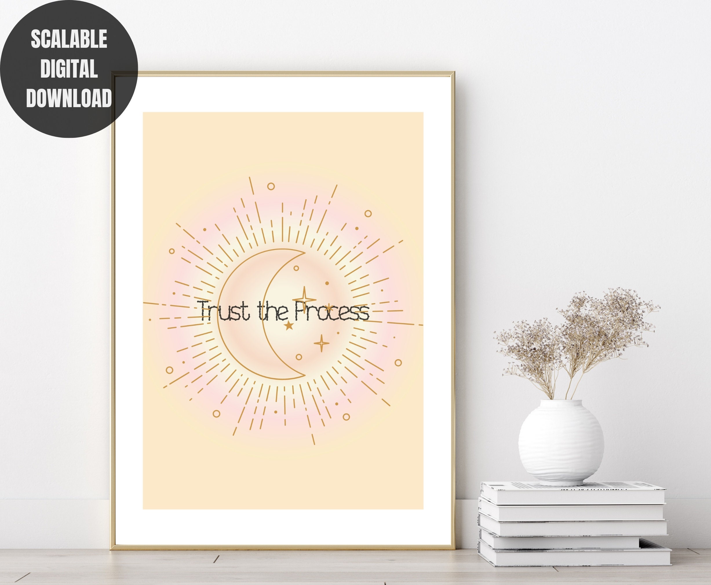 Trust the Process Poster Sun Moon Wall Art Indie Room Décor Aura Print ...