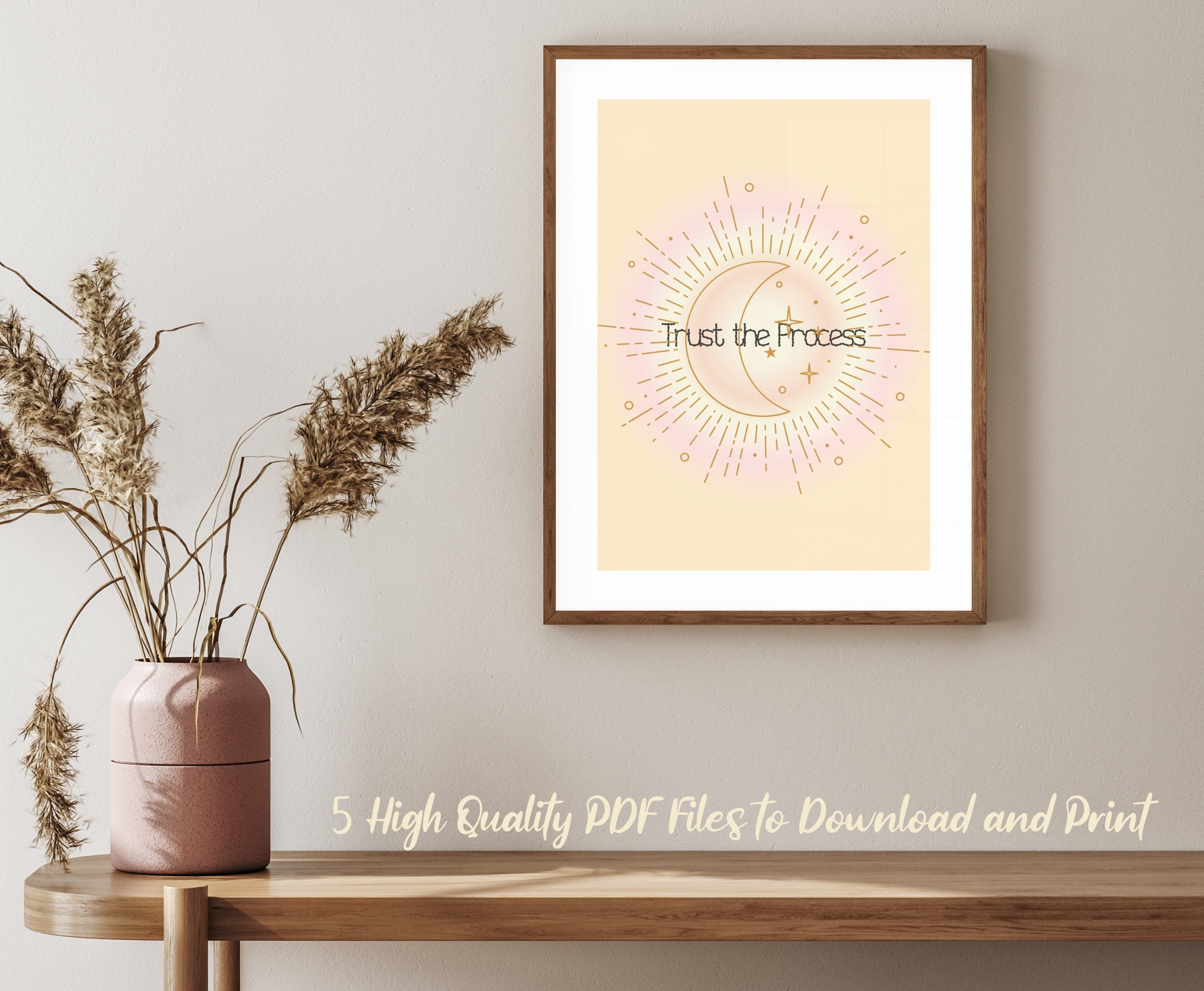 Trust the Process Poster Sun Moon Wall Art Indie Room Décor Aura Print ...
