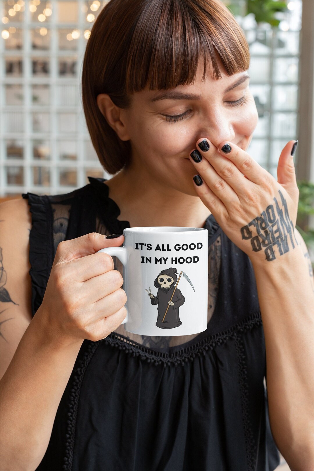 It's All Good in My Hood Grim Reaper Ceramic Mug 11oz & 15oz, Dark ...