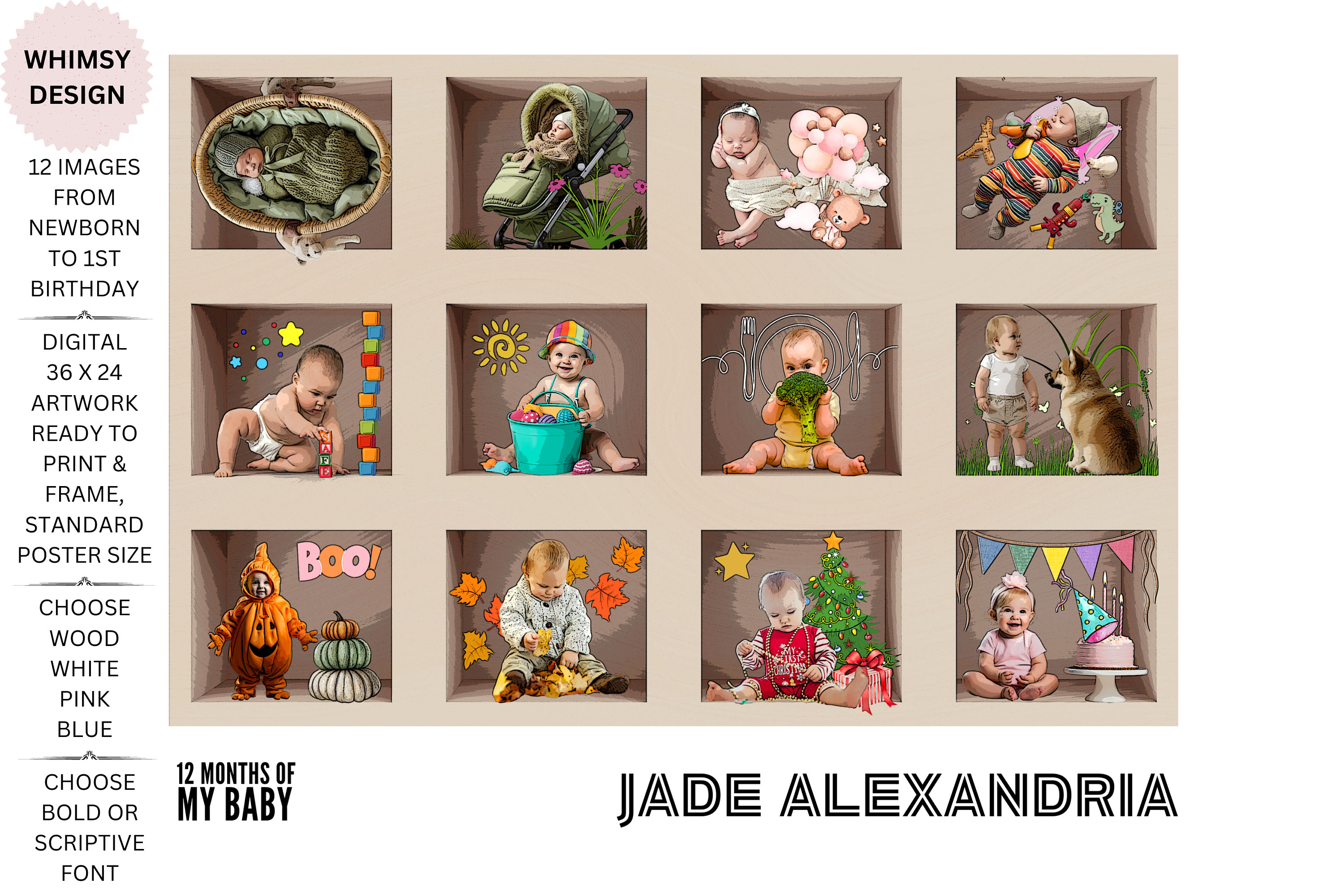 Personalized Digital Artwork of Month by Month Showcase of - Etsy