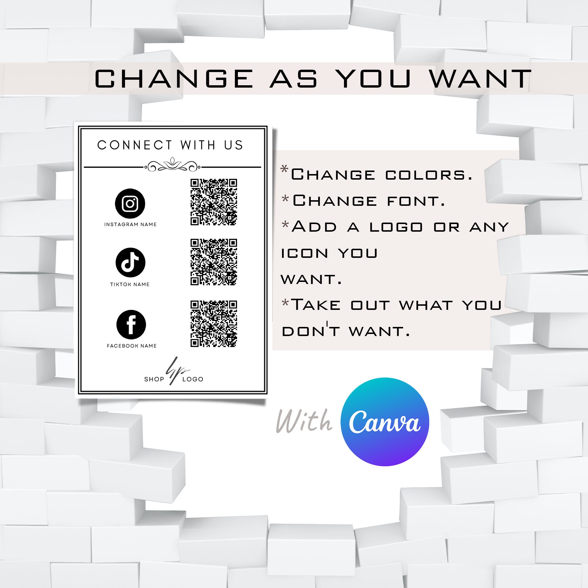 Editable Small Business Sign Bundle, Price List Sheet, Scan to Pay ...