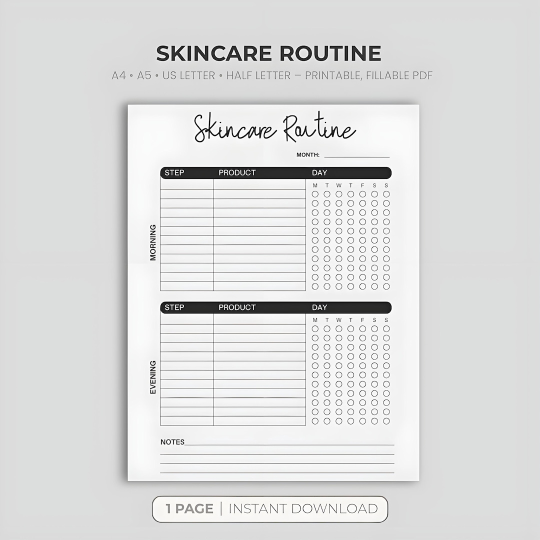 Skincare Routine Planner Printable | Daily & Weekly Skin Care Tracker ...