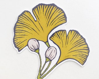 Ginkgo Leaf Vinyl Sticker Sticker Decal for Laptop, Water Bottle, Phone ...