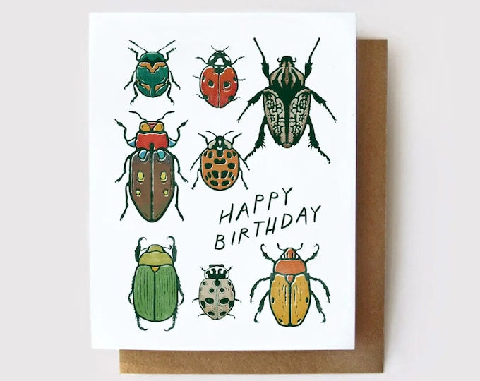 Bug Birthday Card, Glowworm, Poem Cute, Lovebug, Cheer Up - Etsy