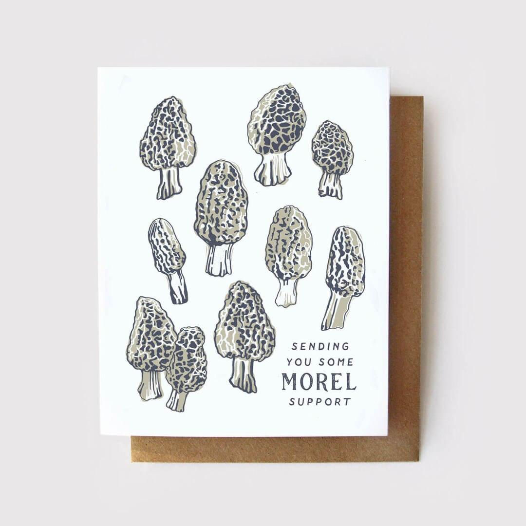 Morel Support Mushroom Greeting Card - Etsy