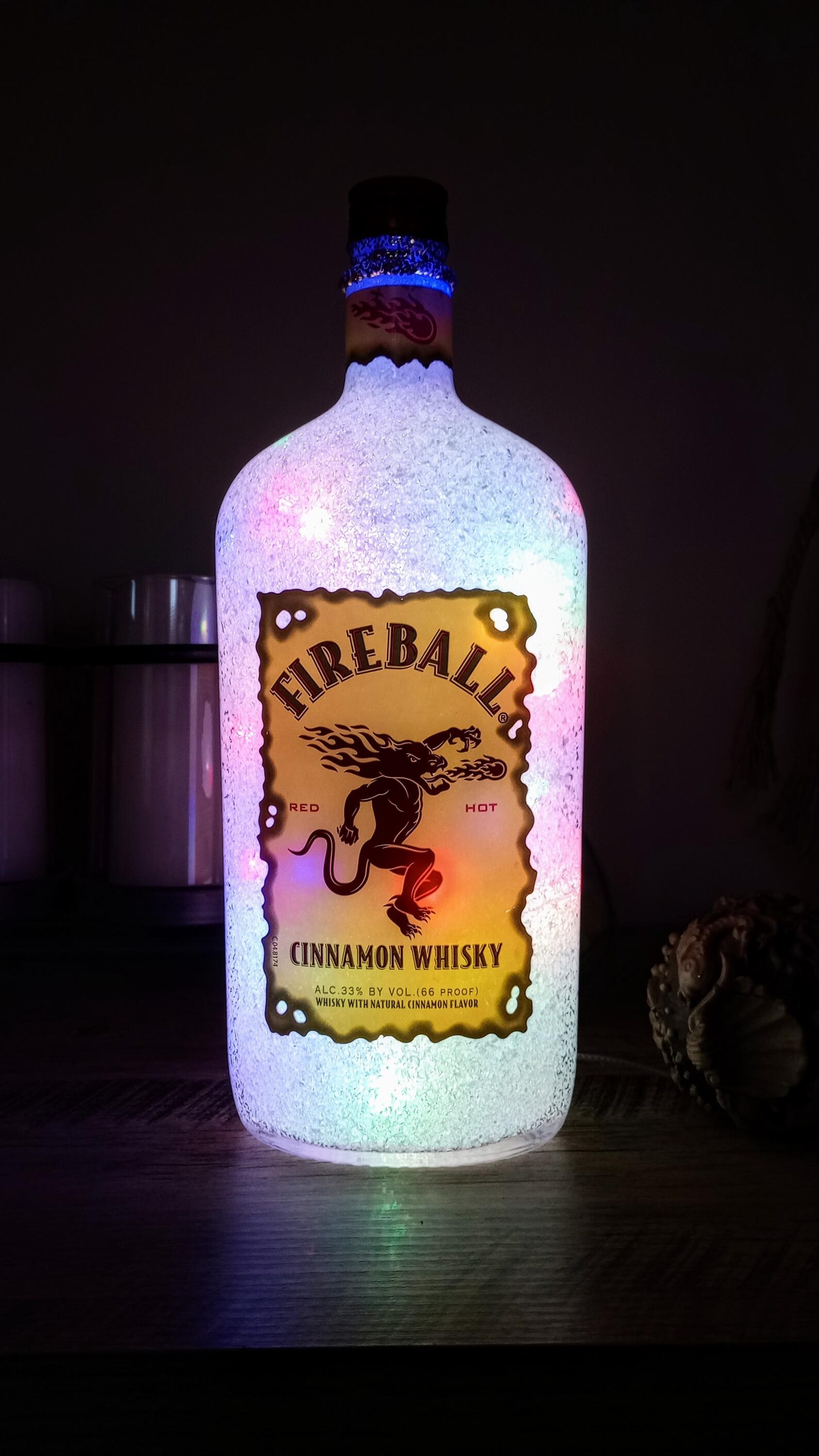 Light up Fireball Whiskey Bottle With LED Lights USB Powered Bar Decor ...