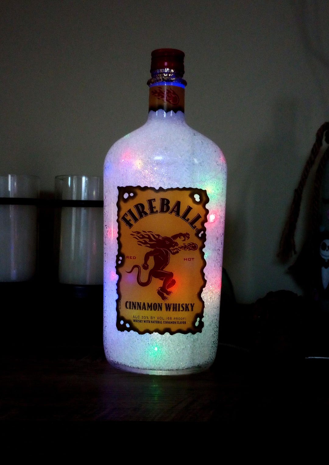 Light up Fireball Whiskey Bottle With LED Lights USB Powered Bar Decor ...