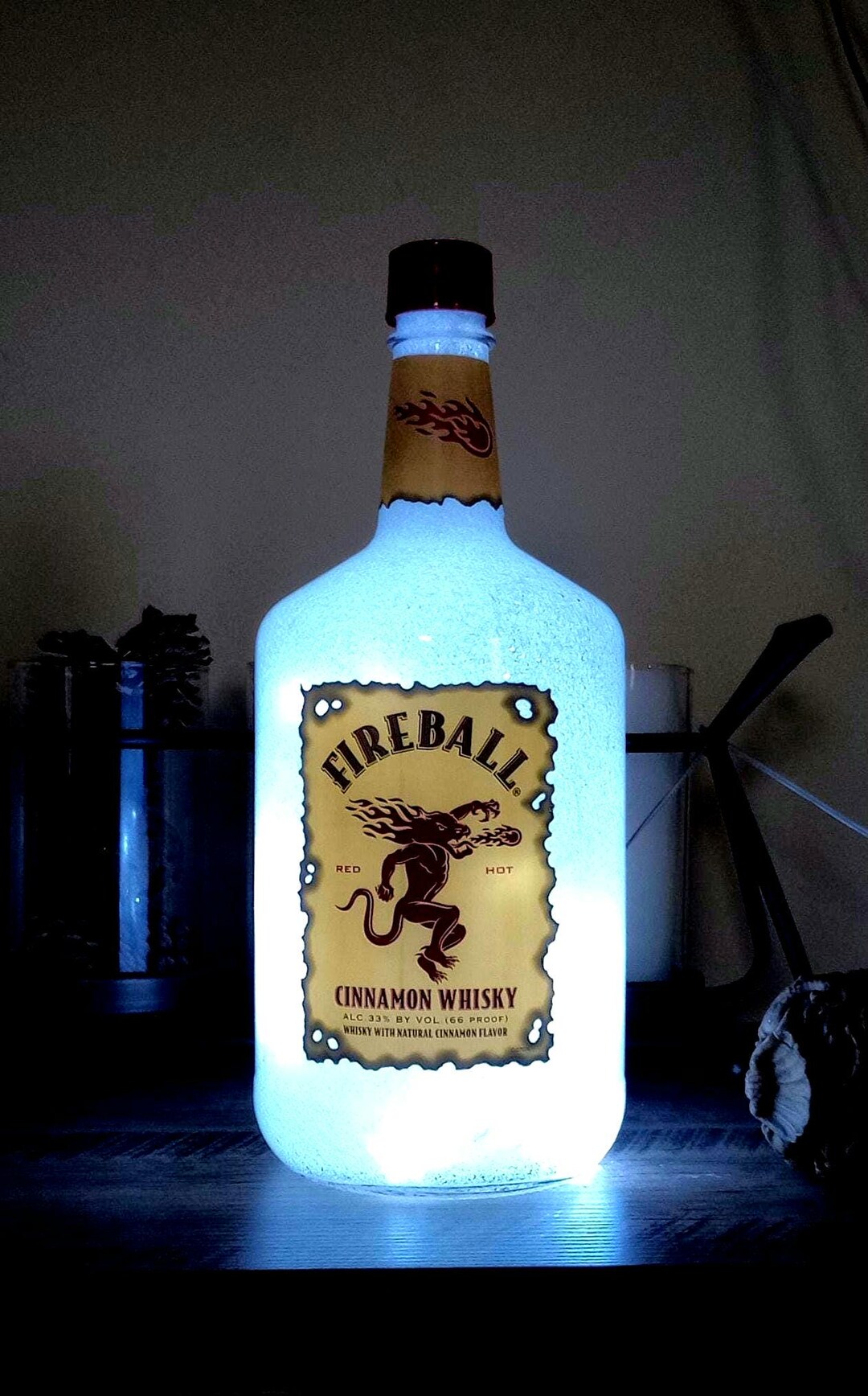 Light up Fireball Whiskey Bottle With LED Lights USB Powered Bar Decor ...