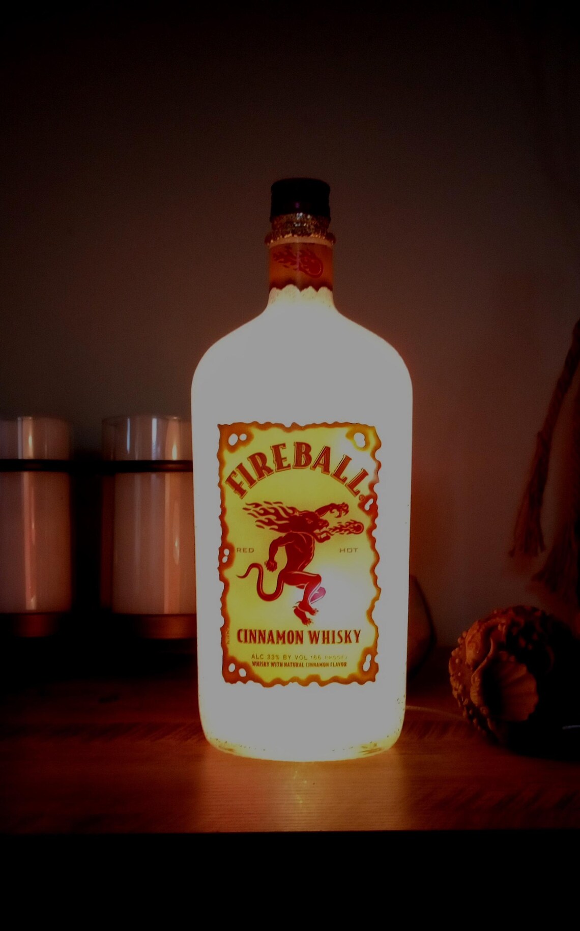 Light up Fireball Whiskey Bottle With LED Lights USB Powered Bar Decor ...