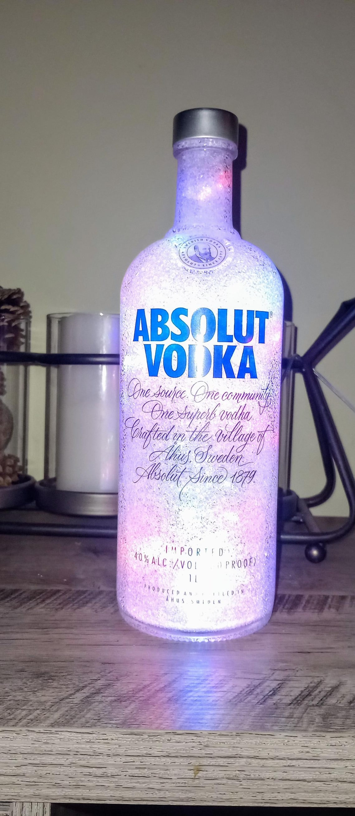 Absolut Vodka Light up Bottle Lamp NO BATTERIES REQUIIRED - Etsy
