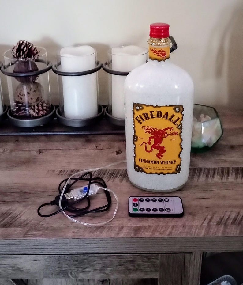 Light up Fireball Whiskey Bottle With LED Lights USB Powered Bar Decor ...