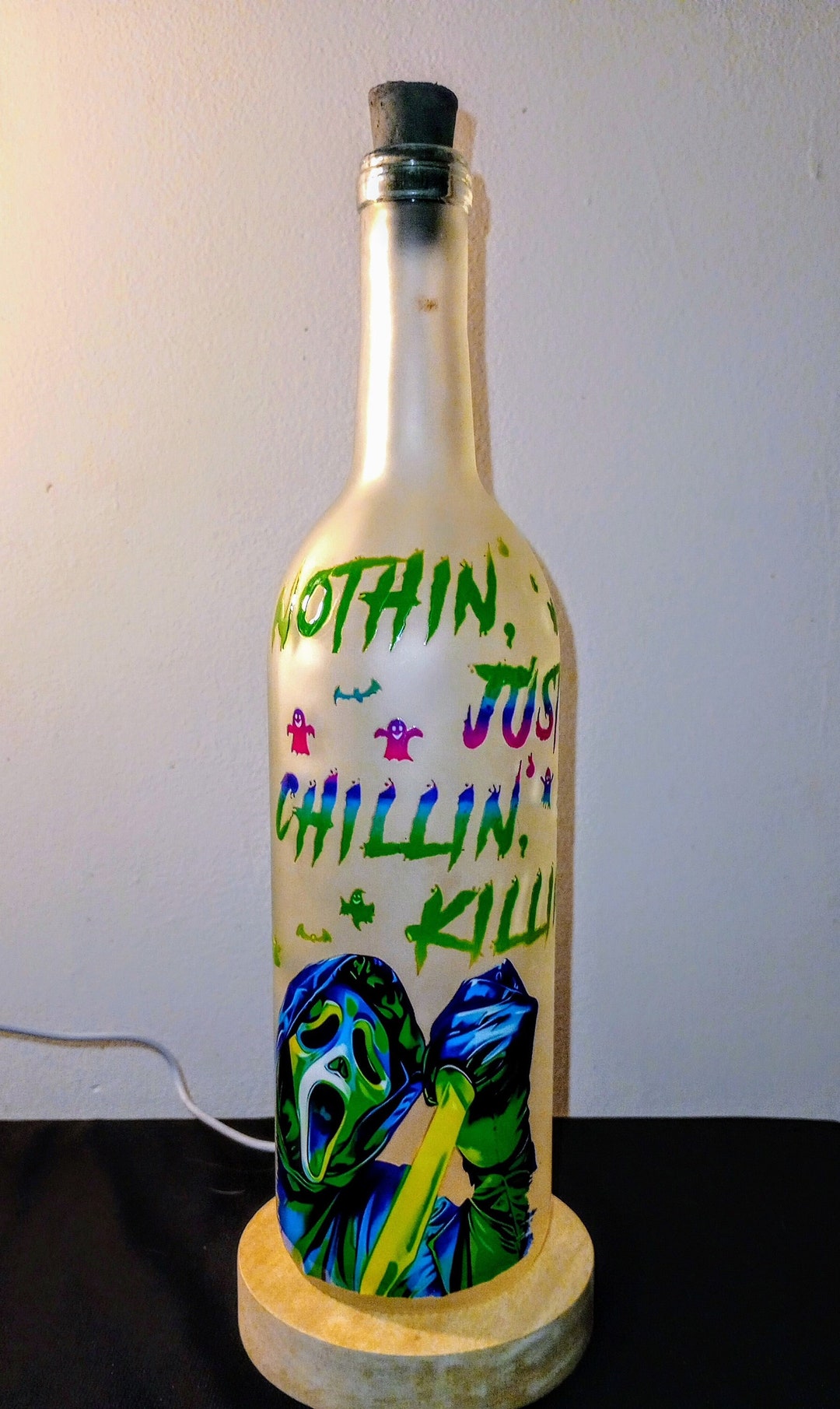 Ghostface Scream USB Light up Wine Bottle Lamp - Etsy