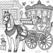 A Whimsical Adult Coloring Book Pages, With Cats and Dogs and Horse ...