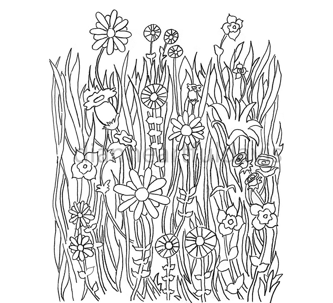 Flower Garden Coloring Page, Downloadable and Printable, 11 X 8.5 ...
