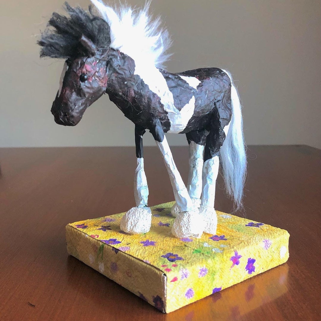 Pinto Shetland Pony Papertowel Figurine. One of a Kind Collectible Folk ...