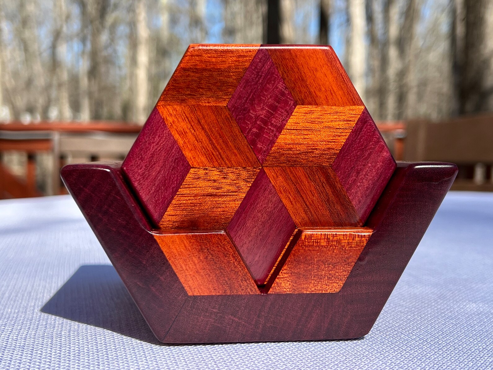 Wood Coaster Set of Six With Holder bloodwood , Purple Heart - Etsy