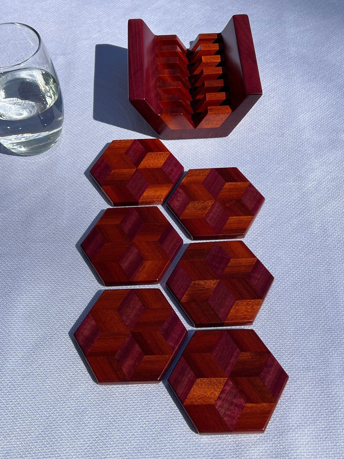 Wood Coaster Set of Six With Holder bloodwood , Purple Heart - Etsy