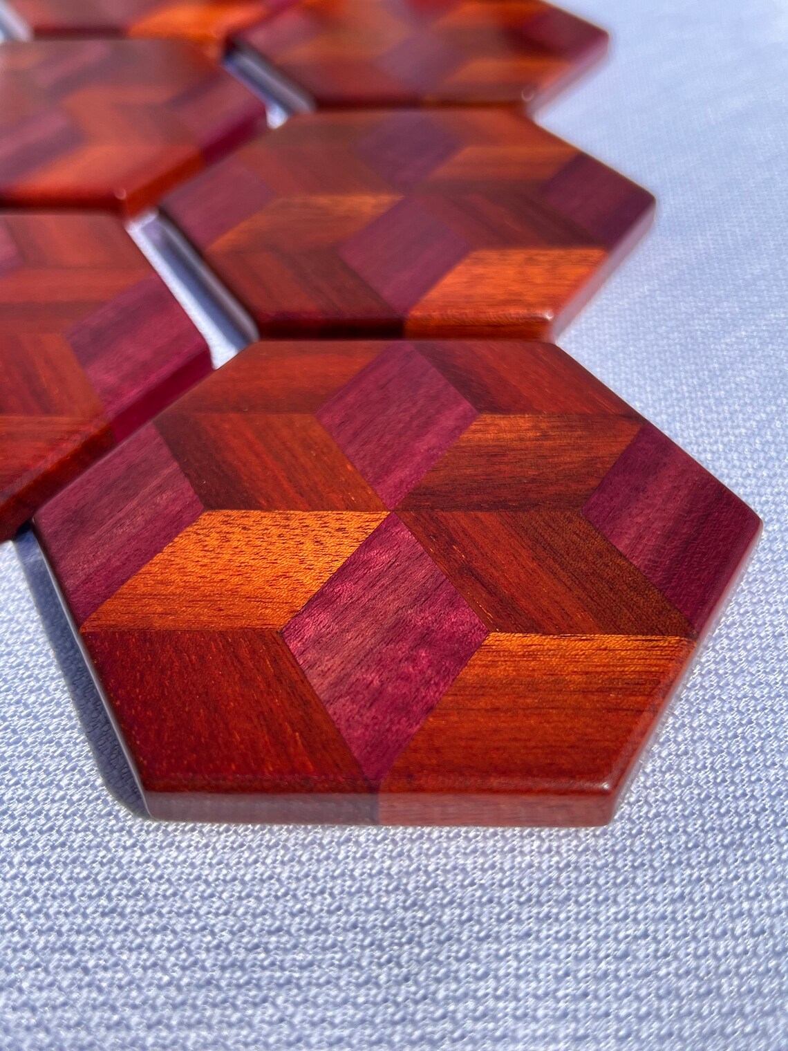 Wood Coaster Set of Six With Holder bloodwood , Purple Heart - Etsy