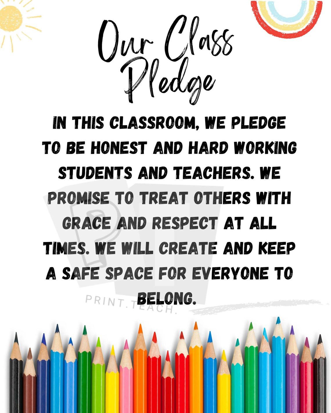Classroom Pledge Template | Digital Template Download for Classroom ...