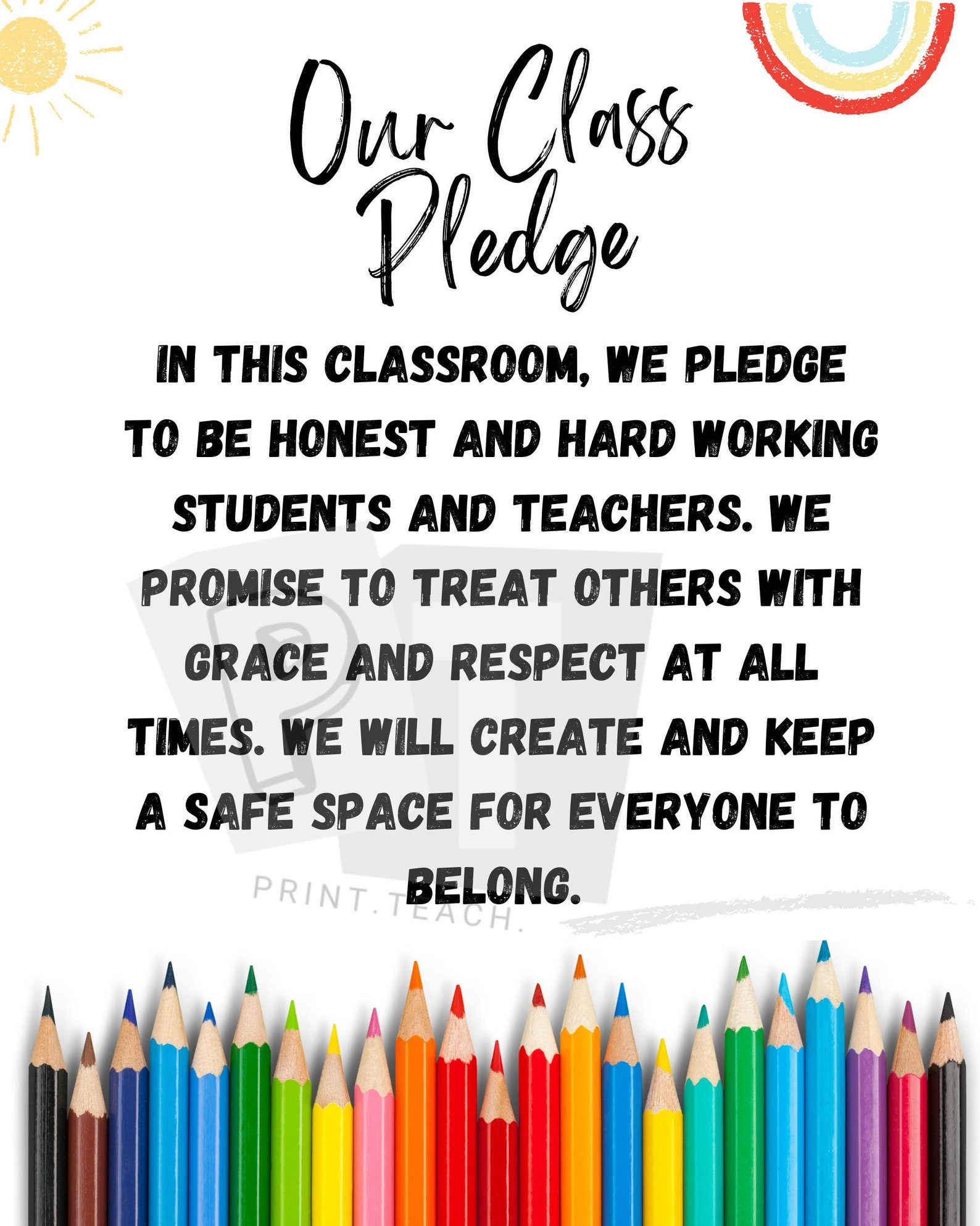 Classroom Pledge Template | Digital Template Download for Classroom ...