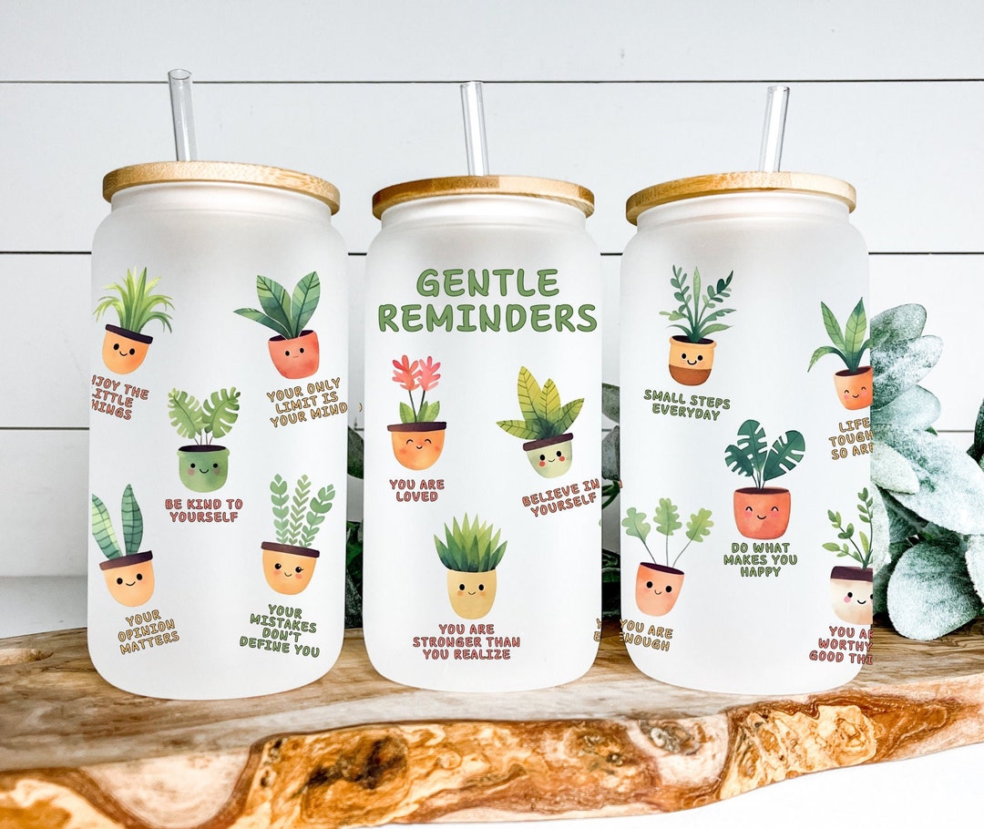 Gentle Reminders Iced Coffee Cup Gift - Positive Affirmations Tumbler ...