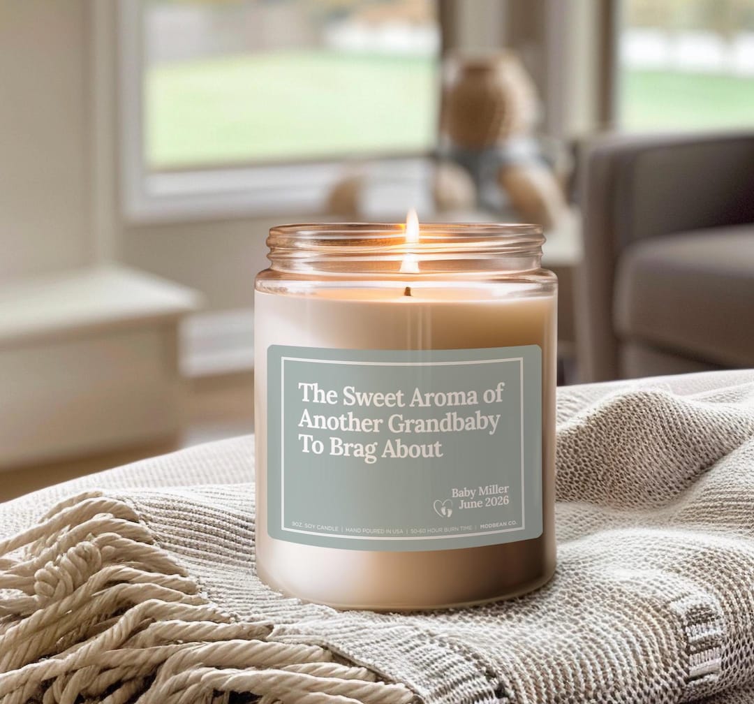 Custom Pregnancy Reveal Candle Gift, Grandparents Again Gift for ...
