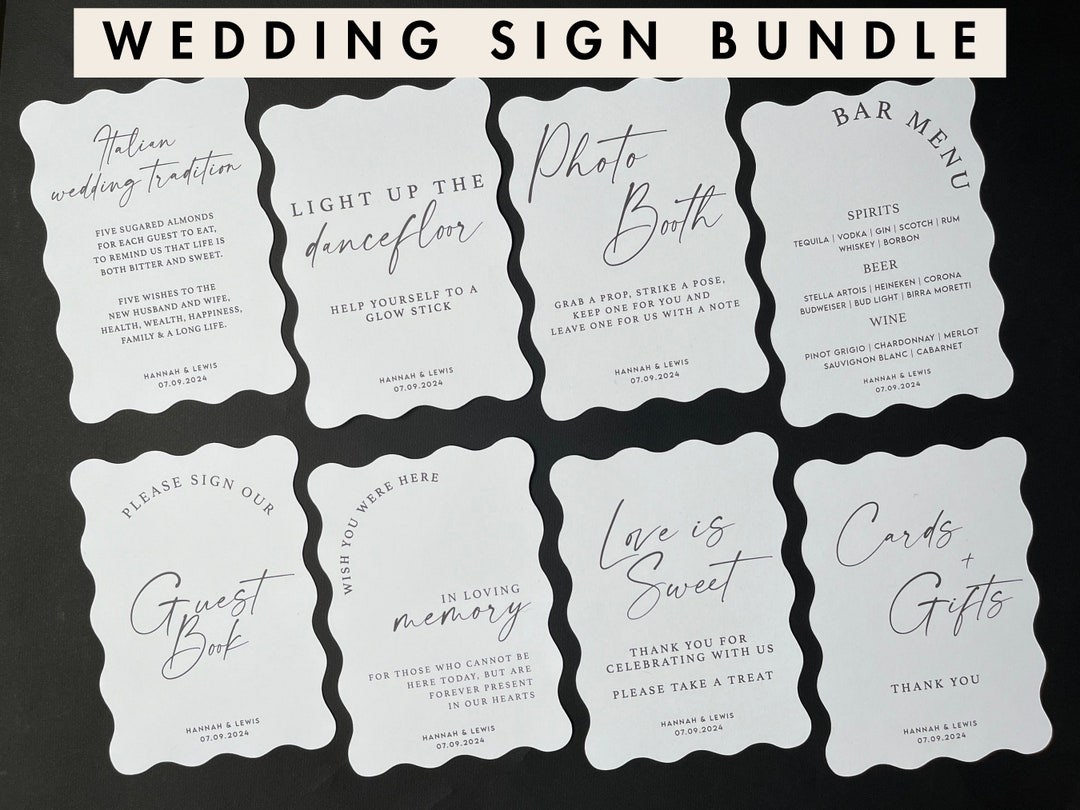 Custom Wedding Signage Bundle, Wedding Signage, Wedding Table Decor ...