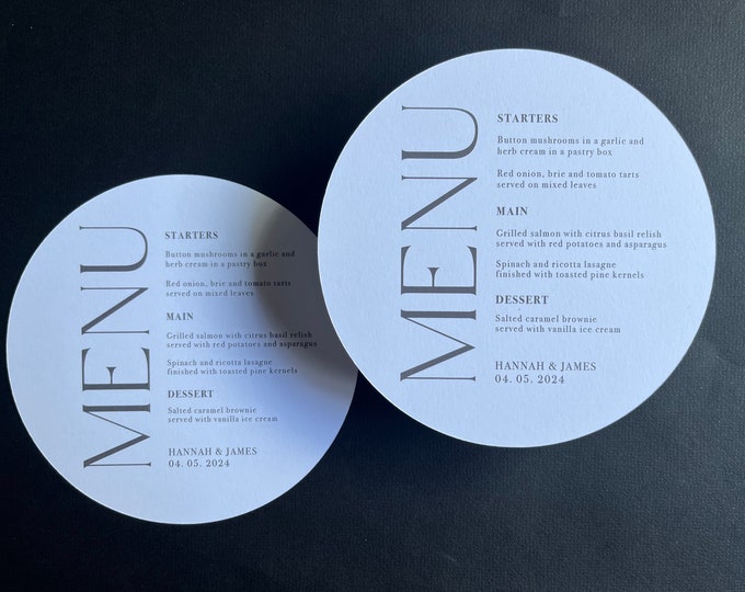 Wedding Menu Card, Round Menu Cards, Oval Menu Cards, Wedding Table ...