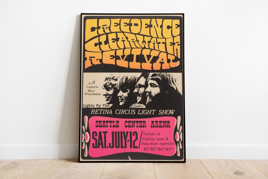 Creedence Clearwater Revival Concert Poster, CCR Poster, Vintage Wall ...