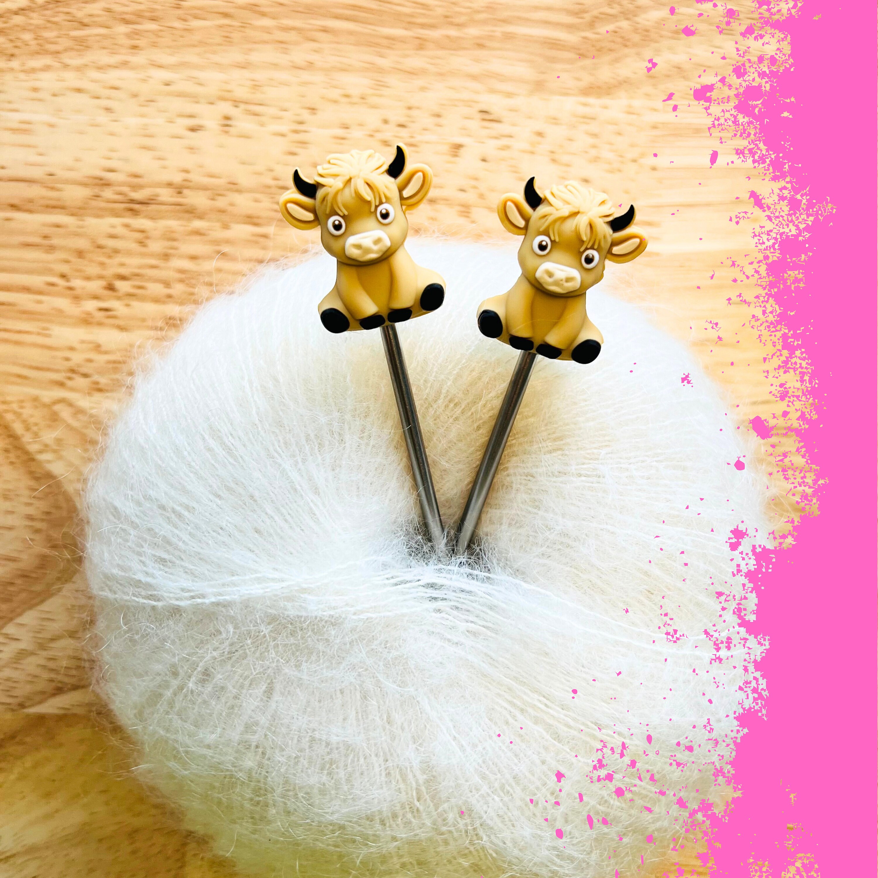 Stitch Stoppers COW 3D Cute Cows Farm Animals Needle Stoppers Knitting ...