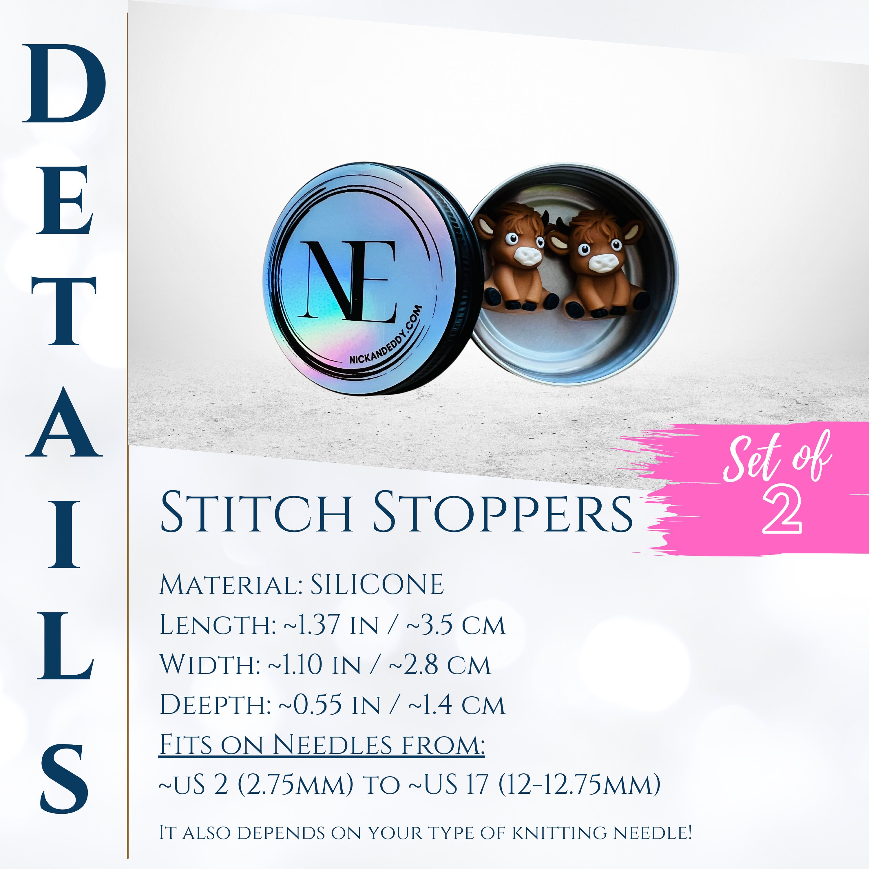 Stitch Stoppers COW 3D Cute Cows Farm Animals Needle Stoppers Knitting ...