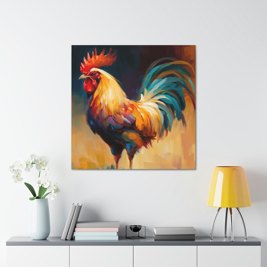 Regal Rooster 2 / Canvas Gallery Wrap / Rooster Artwork / Farmhouse Rooster / Rooster Gifts ...
